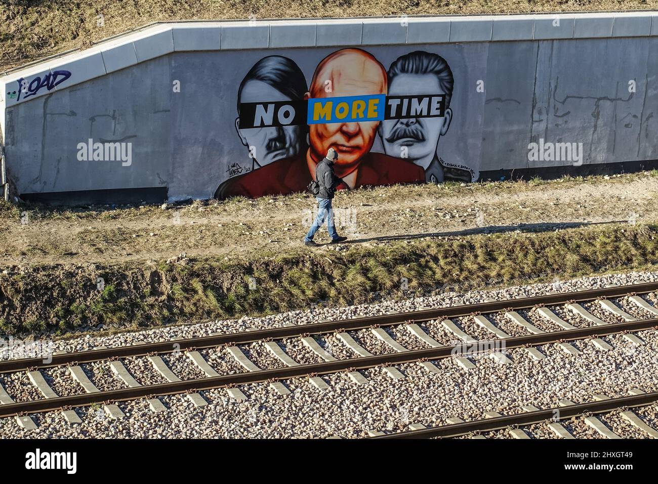Gdansk, Poland. , . Mural by the Polish artist TUSE showing Vladimir ...