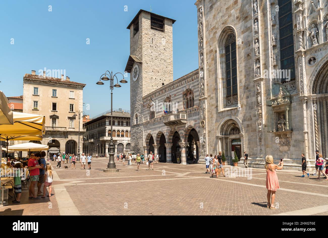 Como, Lombardy, Italy - July 19, 2016: View of Duomo square with ...