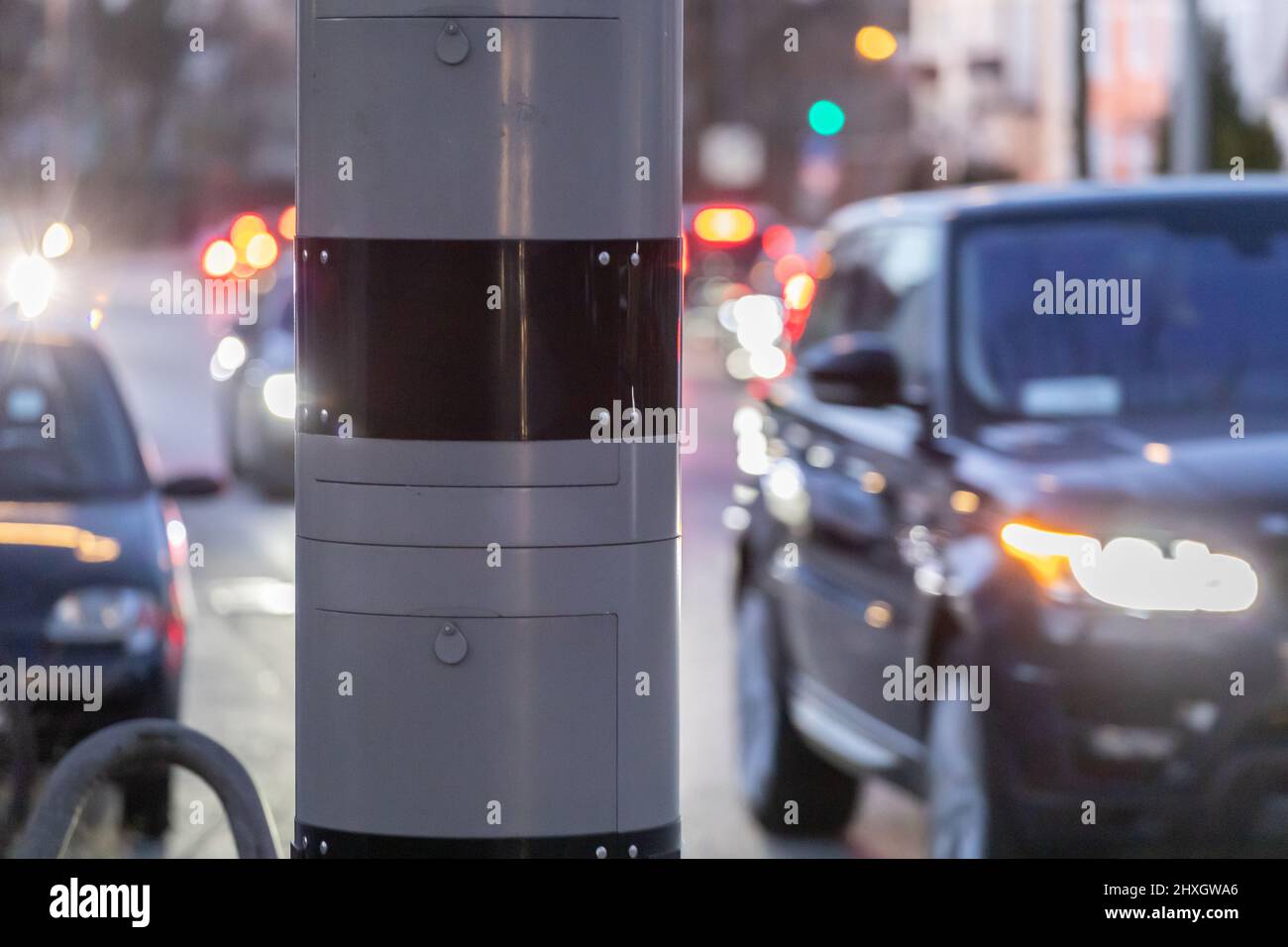 car passes radar trap for speed measurement Stock Photo - Alamy