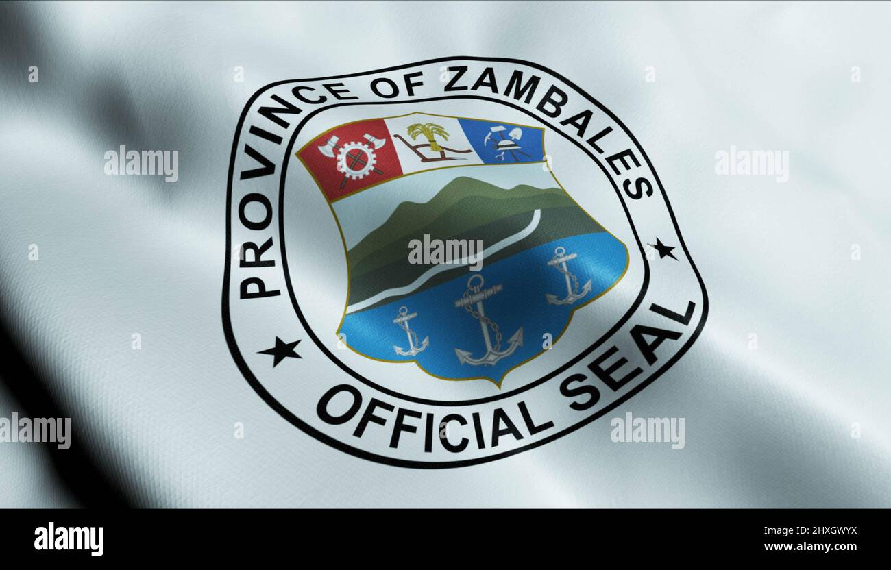 3D Illustration of a waving Philippines province flag of Zambales Stock ...
