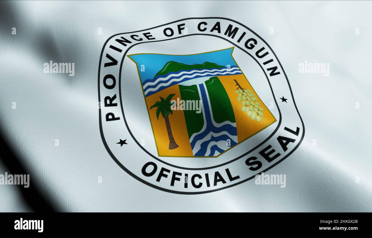 3D Illustration of a waving Philippines province flag of Camiguin Stock Photo - Alamy