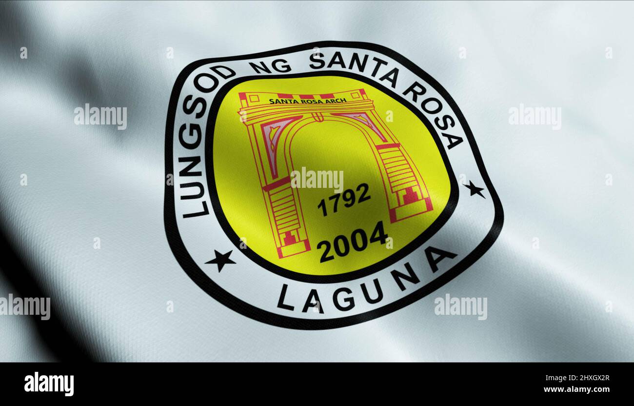 3D Illustration of a waving Philippines city flag of Santa Rosa Stock ...