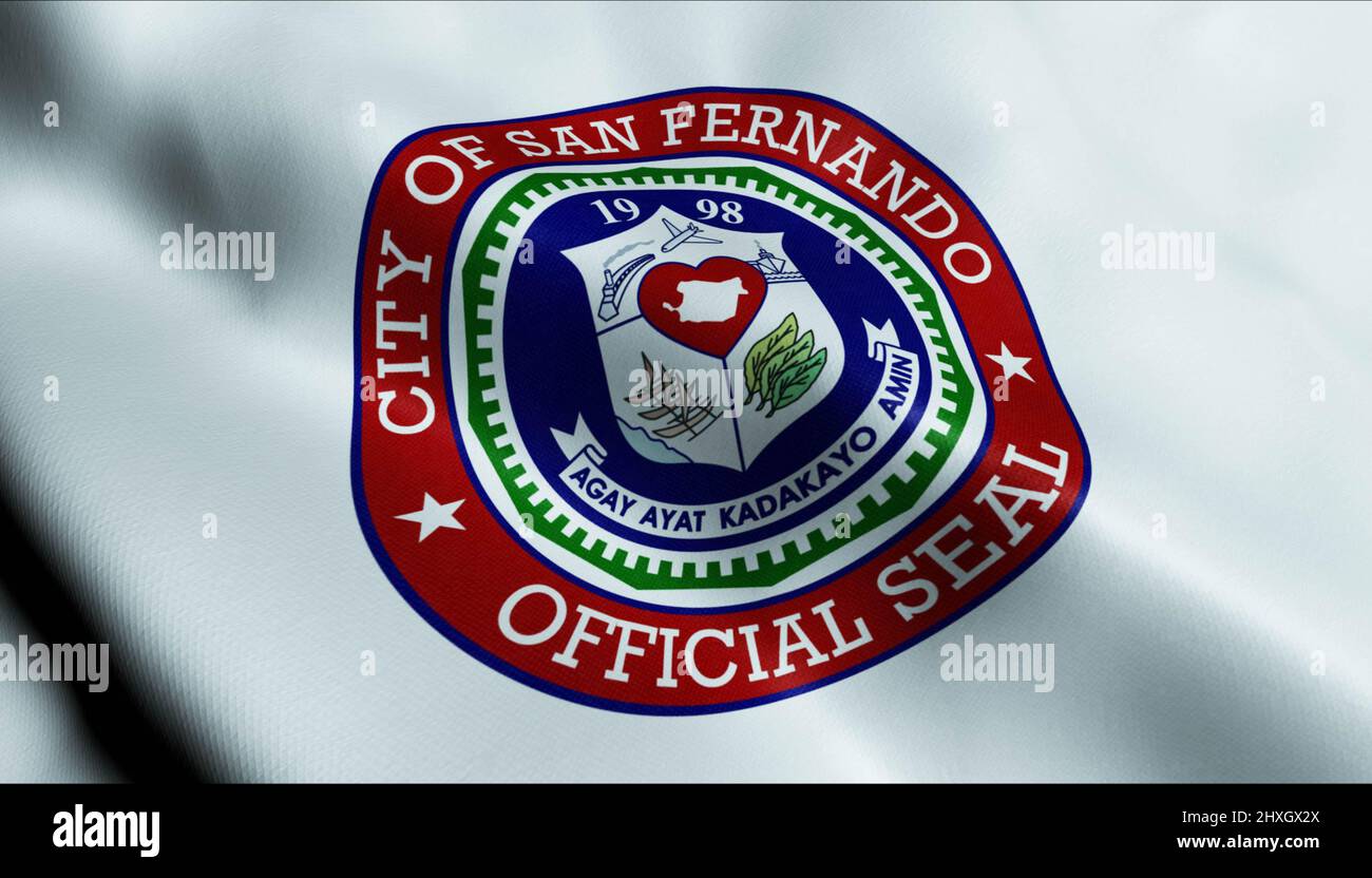 3D Illustration of a waving Philippines city flag of San Fernando Stock ...