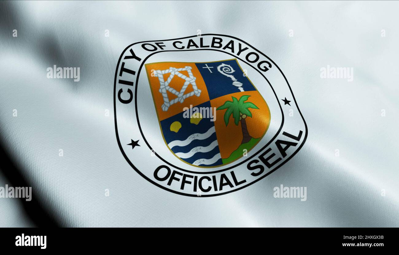 3D Illustration of a waving Philippines city flag of Calbayog Stock ...