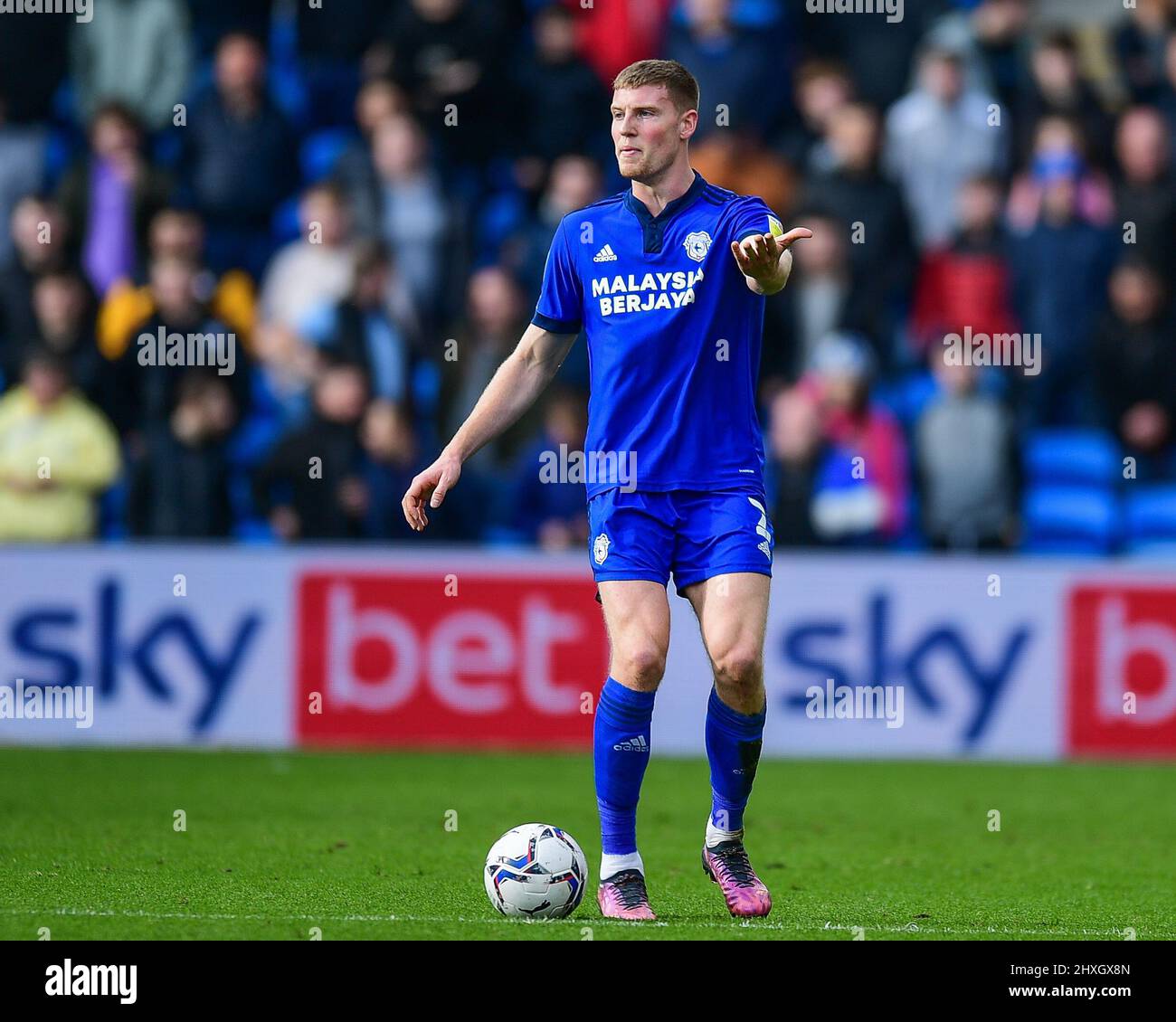 Cardiff, UK. 12th Mar, 2022. Mark McGuinness #2 of Cardiff City in action during the game in ...