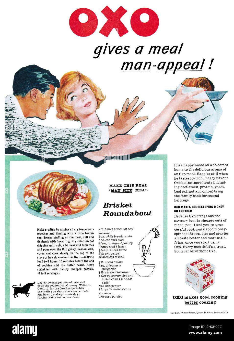 1959 British advertisement for Oxo stock cubes Stock Photo - Alamy