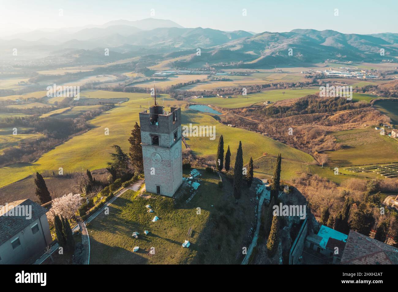 Aerial view of Peglio village Stock Photo - Alamy