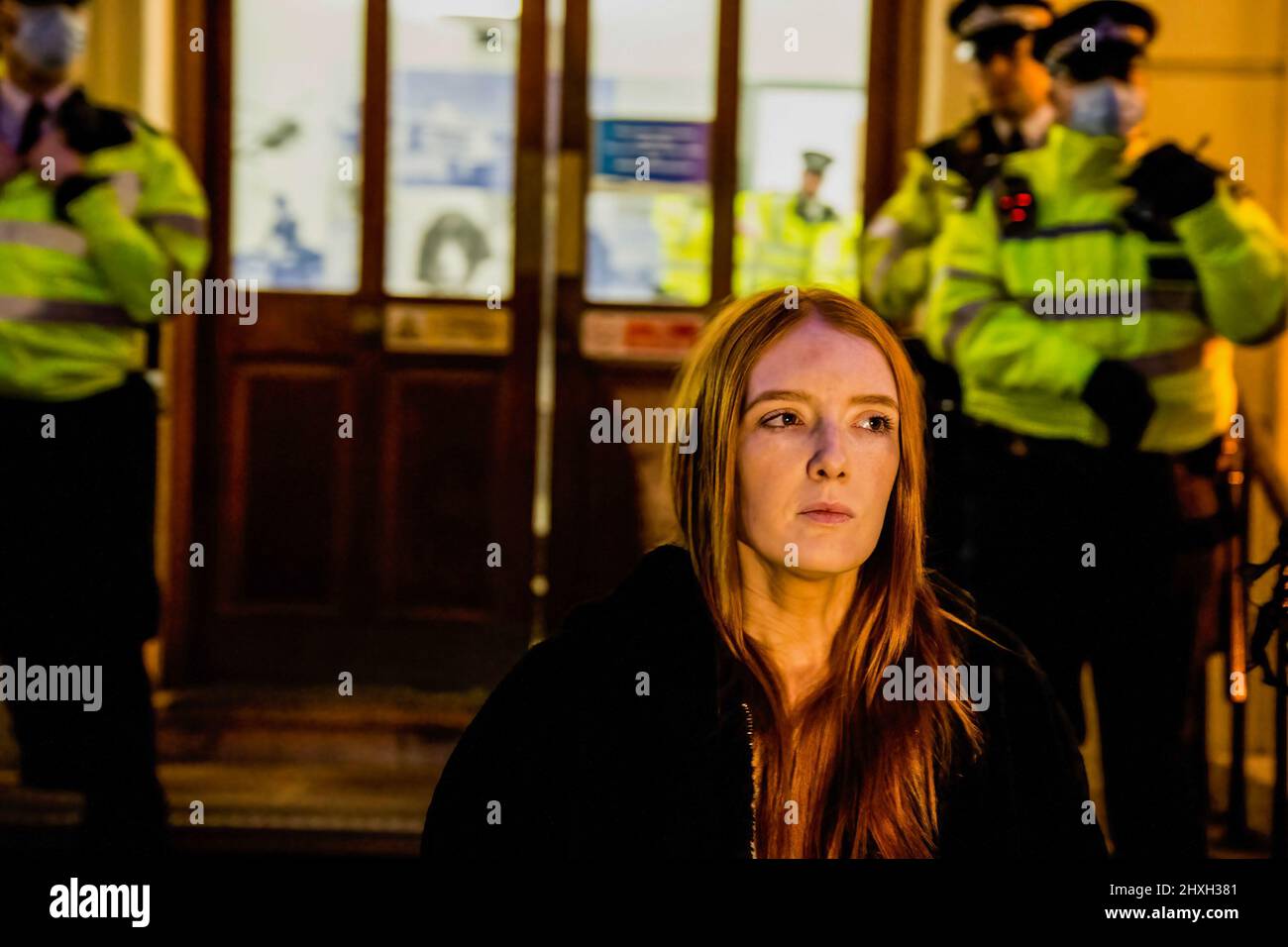 London, UK. 12th Mar, 2022. Campaigner Patsy Stevenson stands outside ...