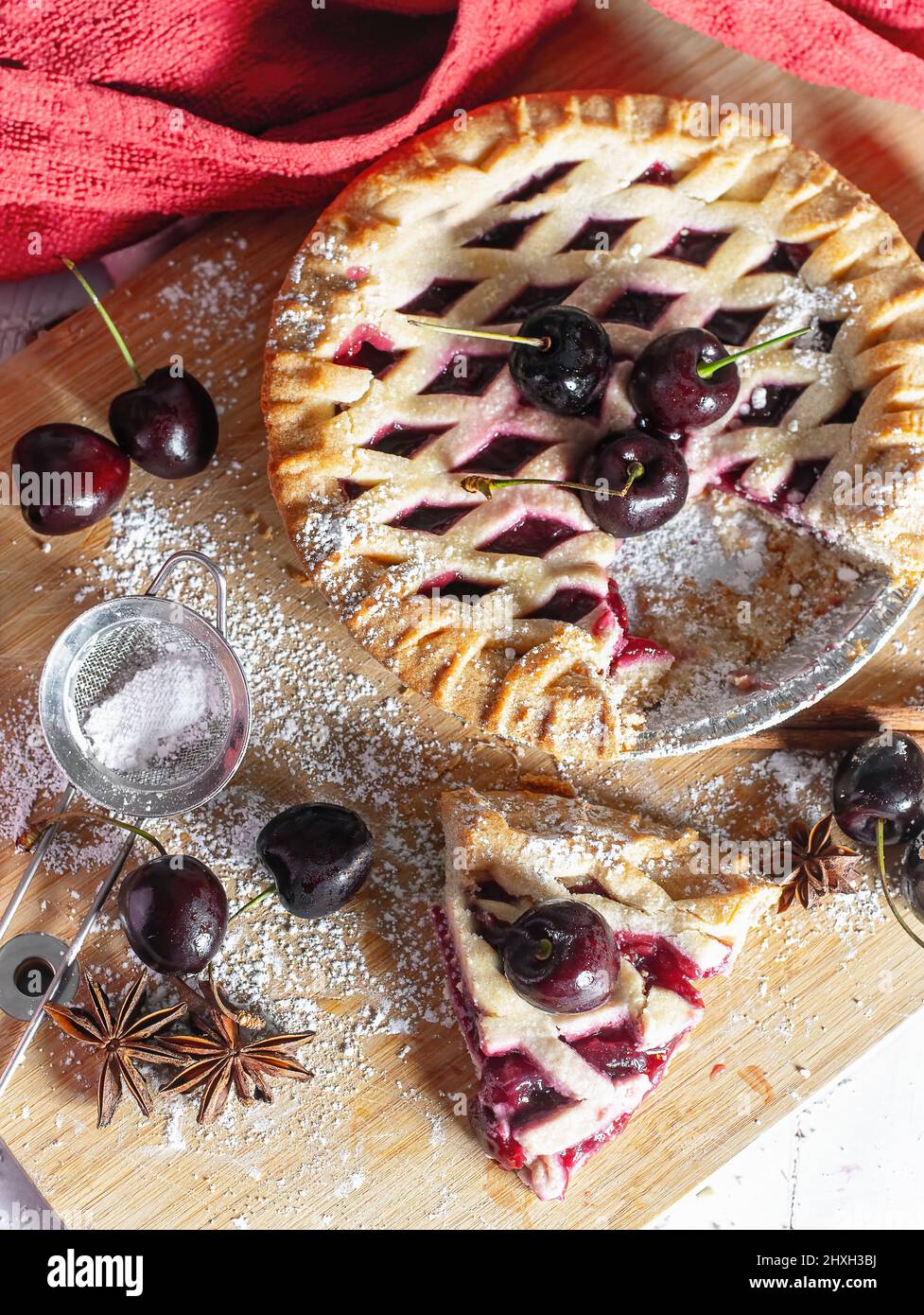 Cherry pie with fresh cherries Stock Photo - Alamy