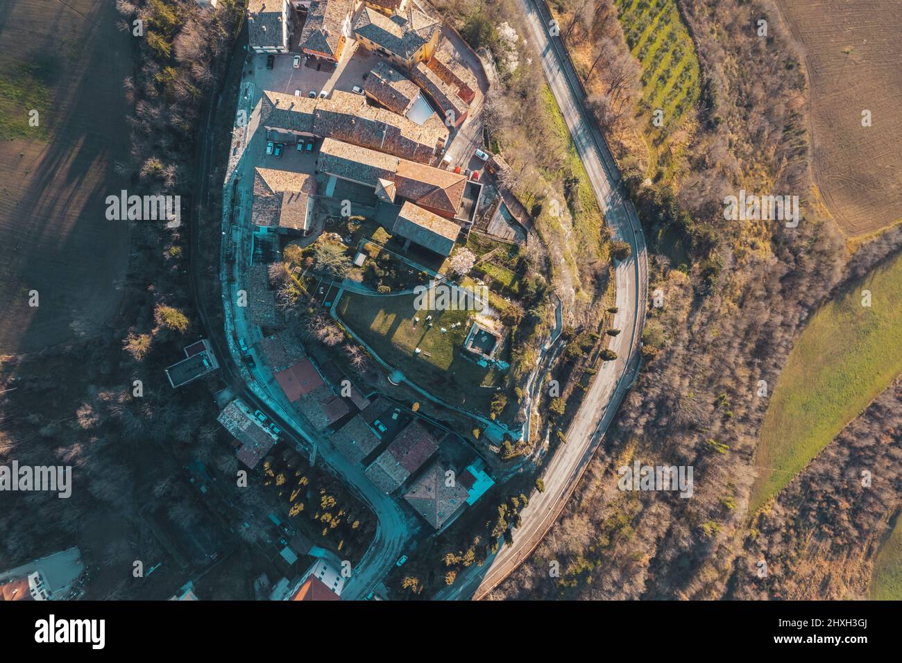 Aerial view of Peglio village Stock Photo - Alamy
