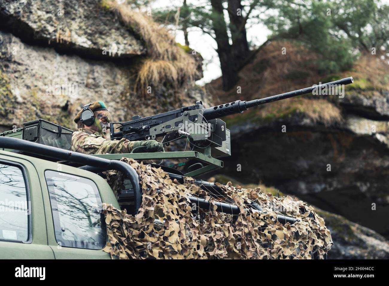 Superior mighty gun power rule of miltary patrolling. High quality ...