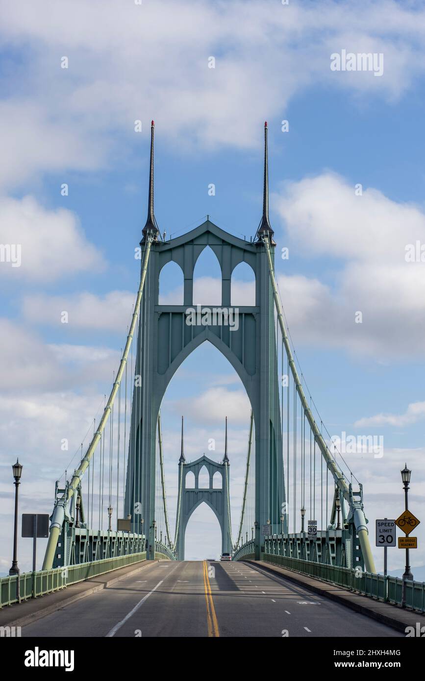 The St. Johns Bridge is a steel suspension bridge that spans the ...