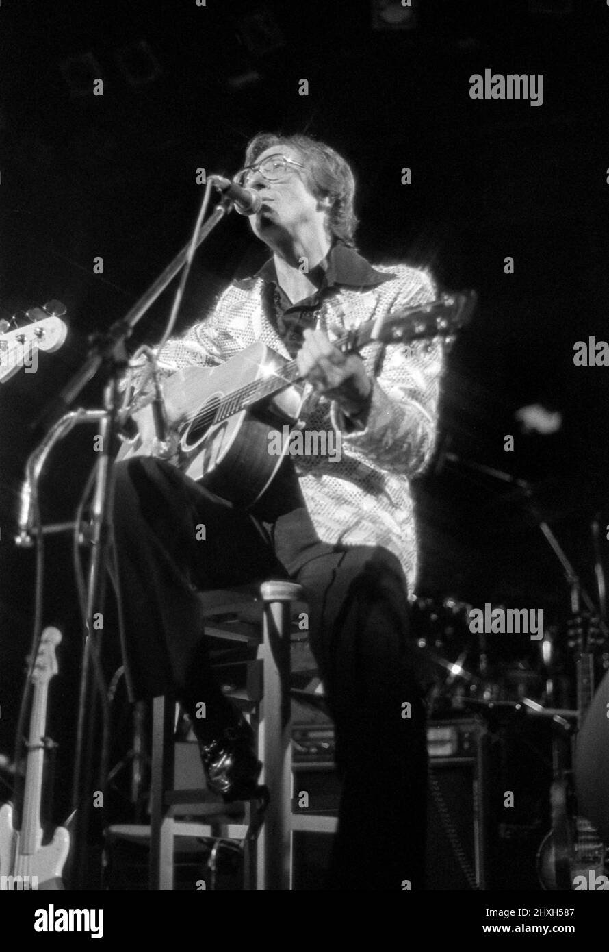 English musician Hank Marvin performing with The Shadows at the Royal ...