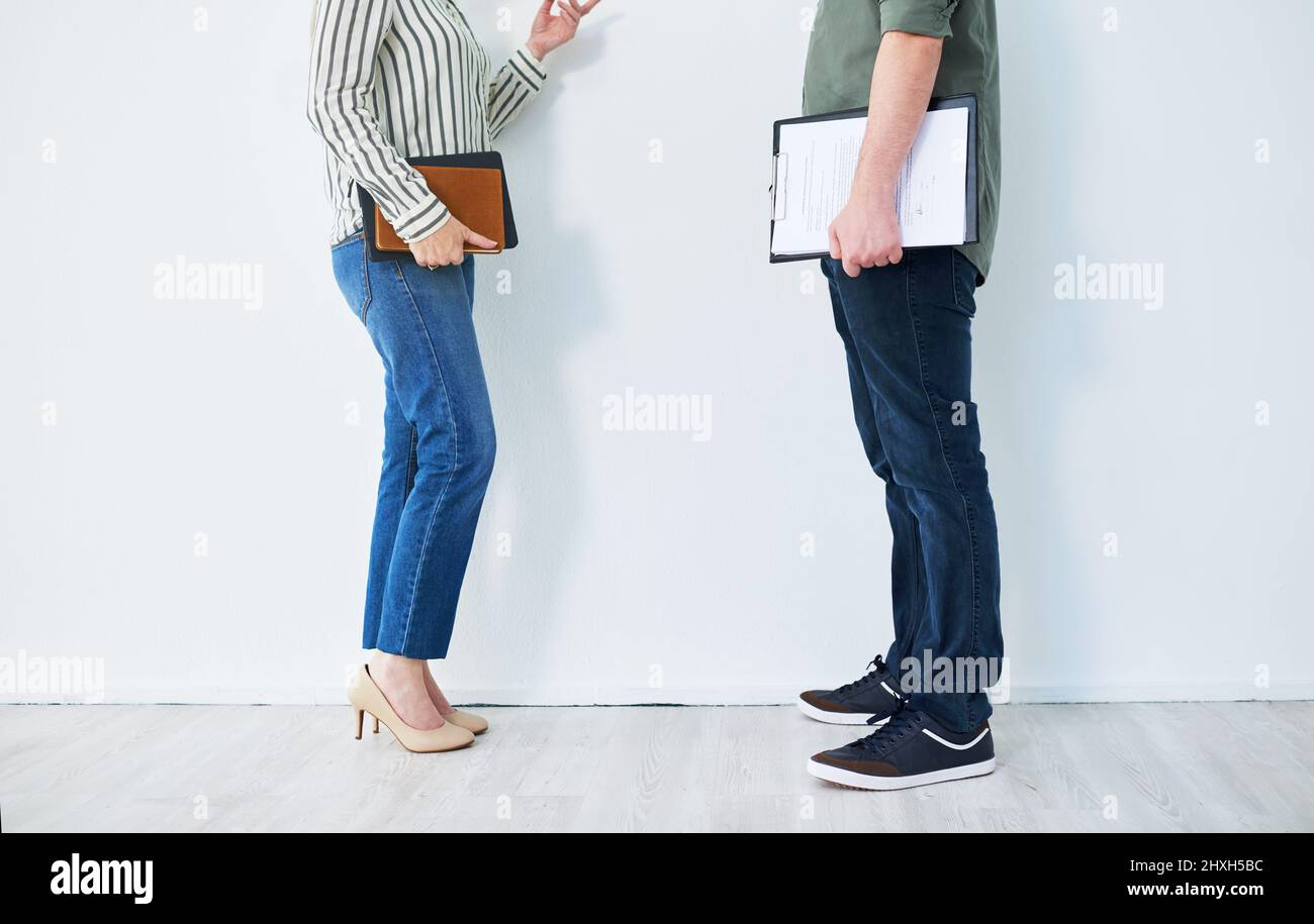 In talks about reaching success together. Closeup shot of two ...