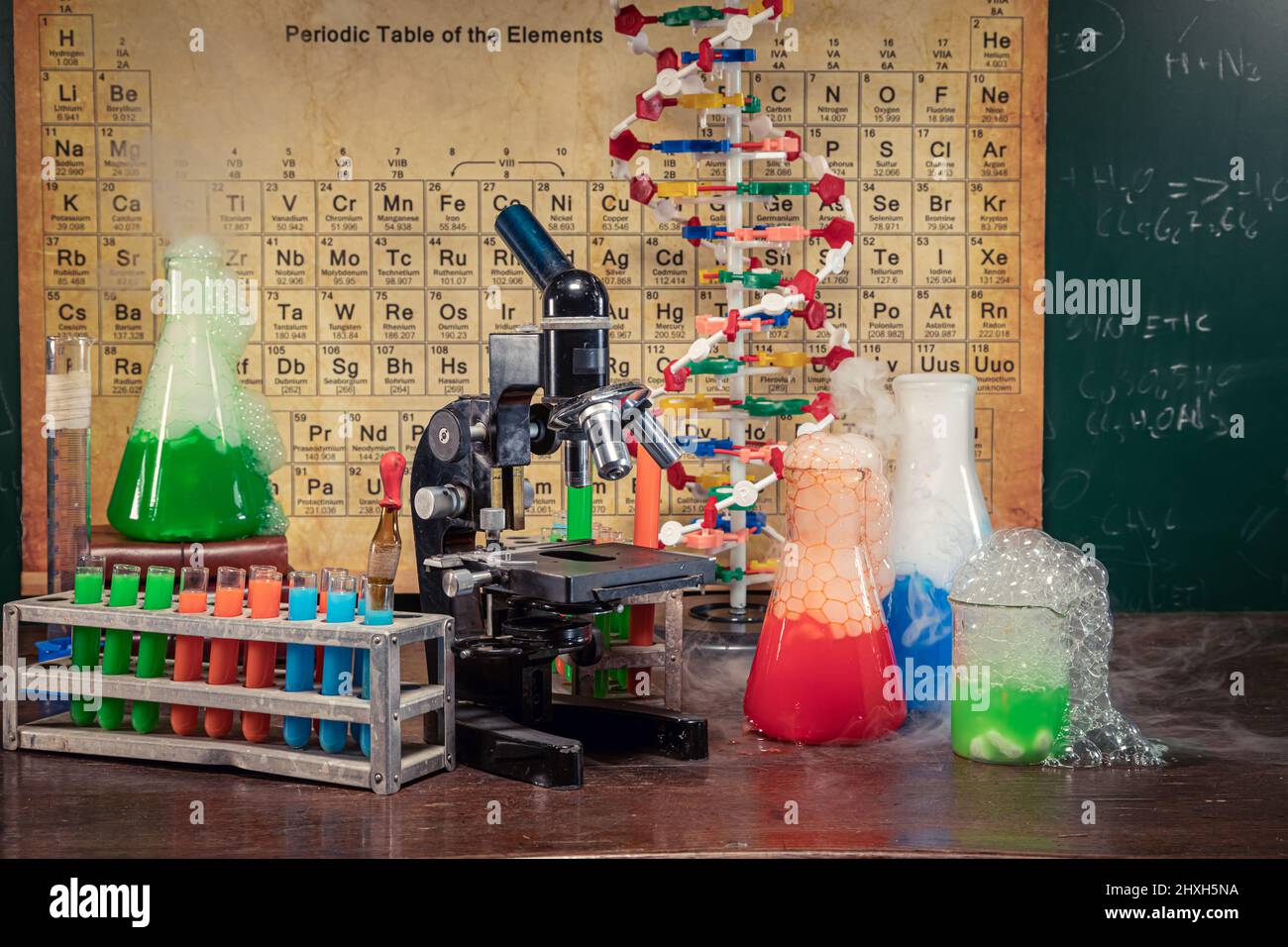 Rapid chemical reaction in university lab with beakers. Chemistry ...
