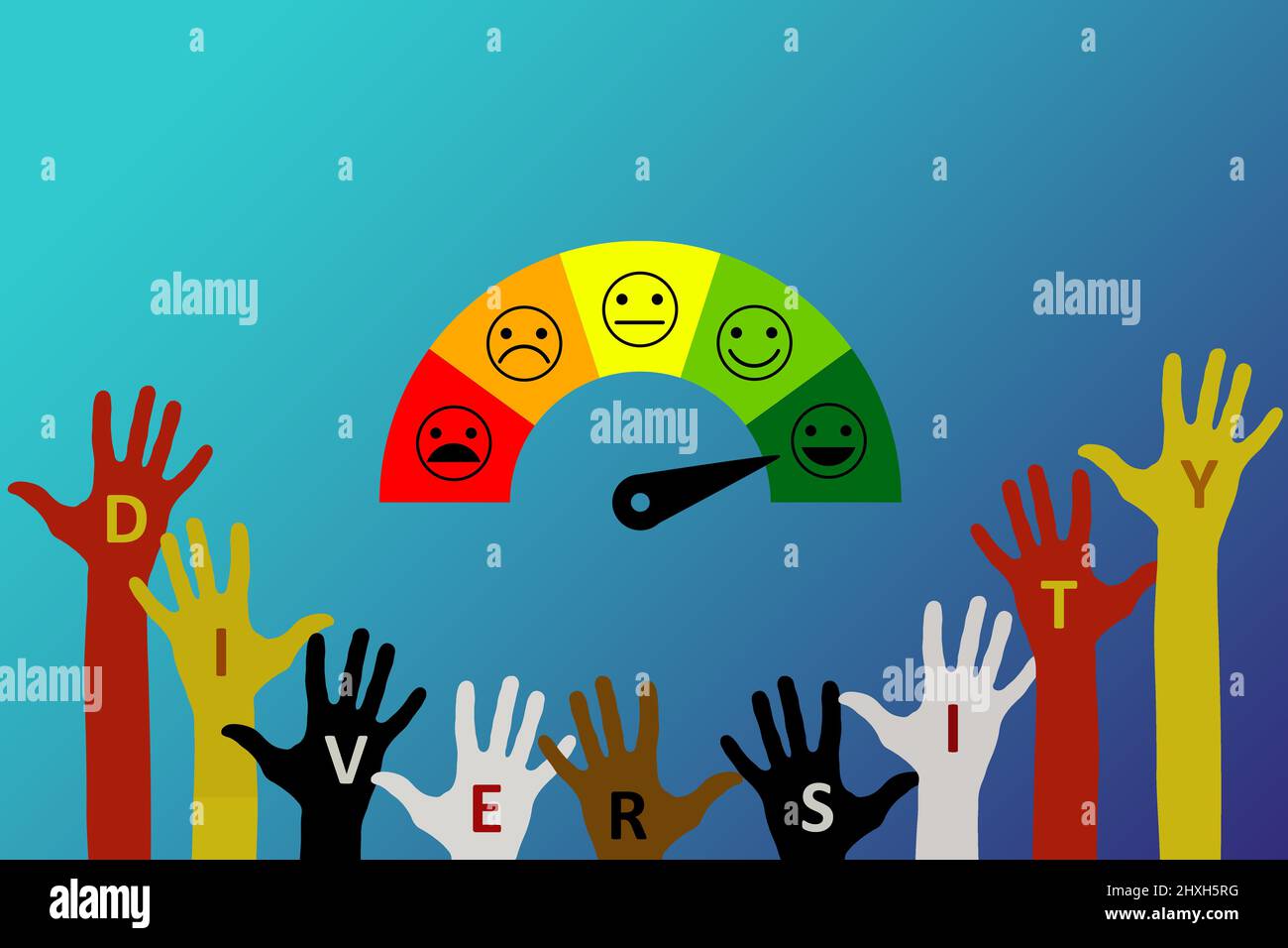 Diversity and employee satisfaction concept. Raised hands of people ...