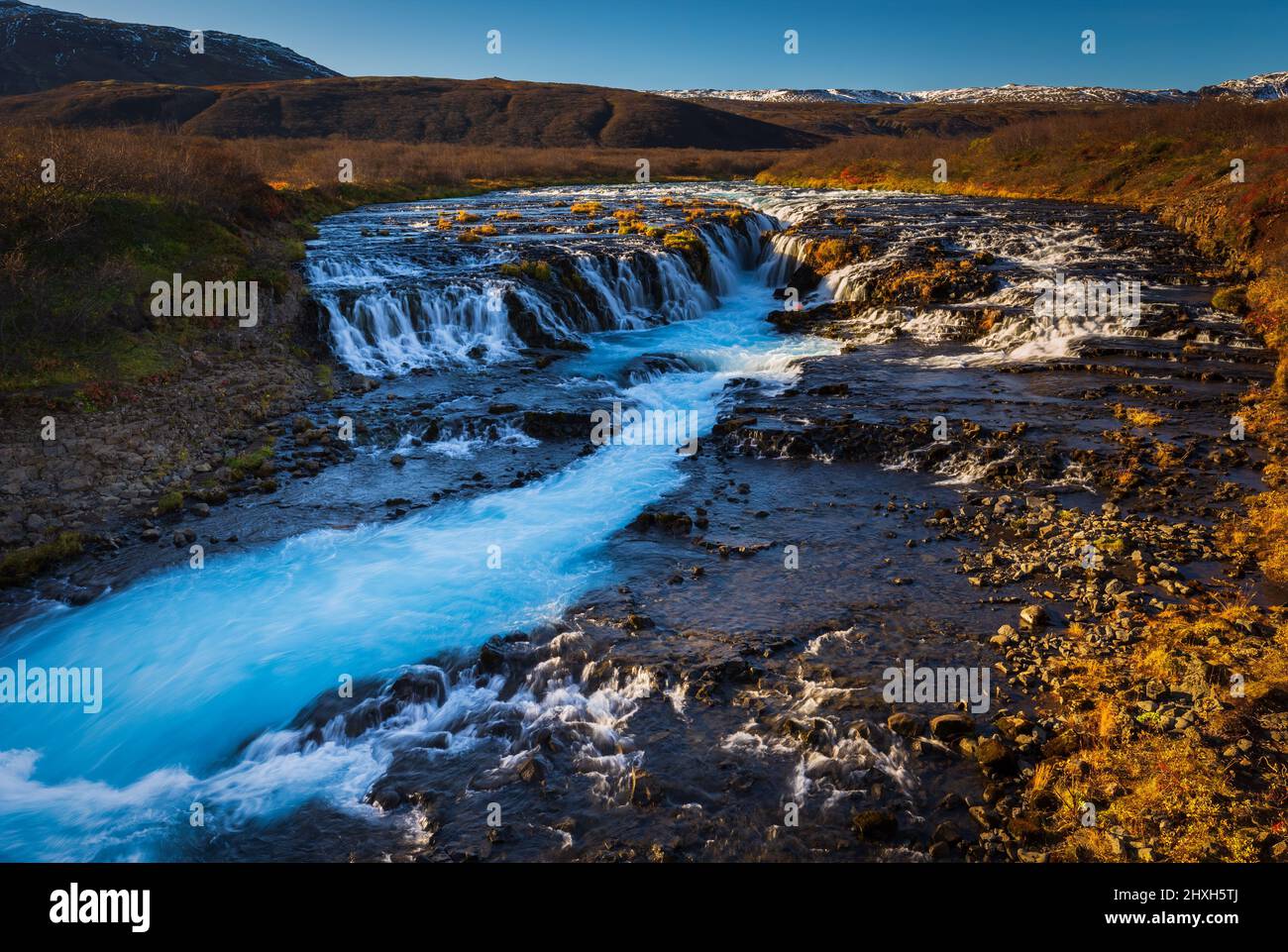The beautifull Bruarfoss blue waterfall in Iceland Stock Photo - Alamy