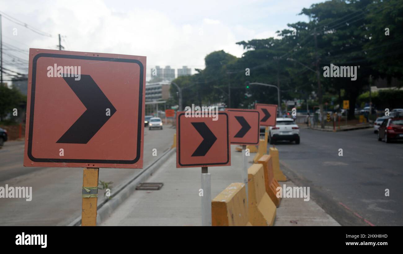 salvador, bahia, brazil - january 28, 2022: traffic signs indicate lane ...