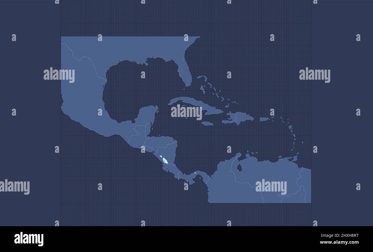 Caribbean islands and Central America map, individual states and ...