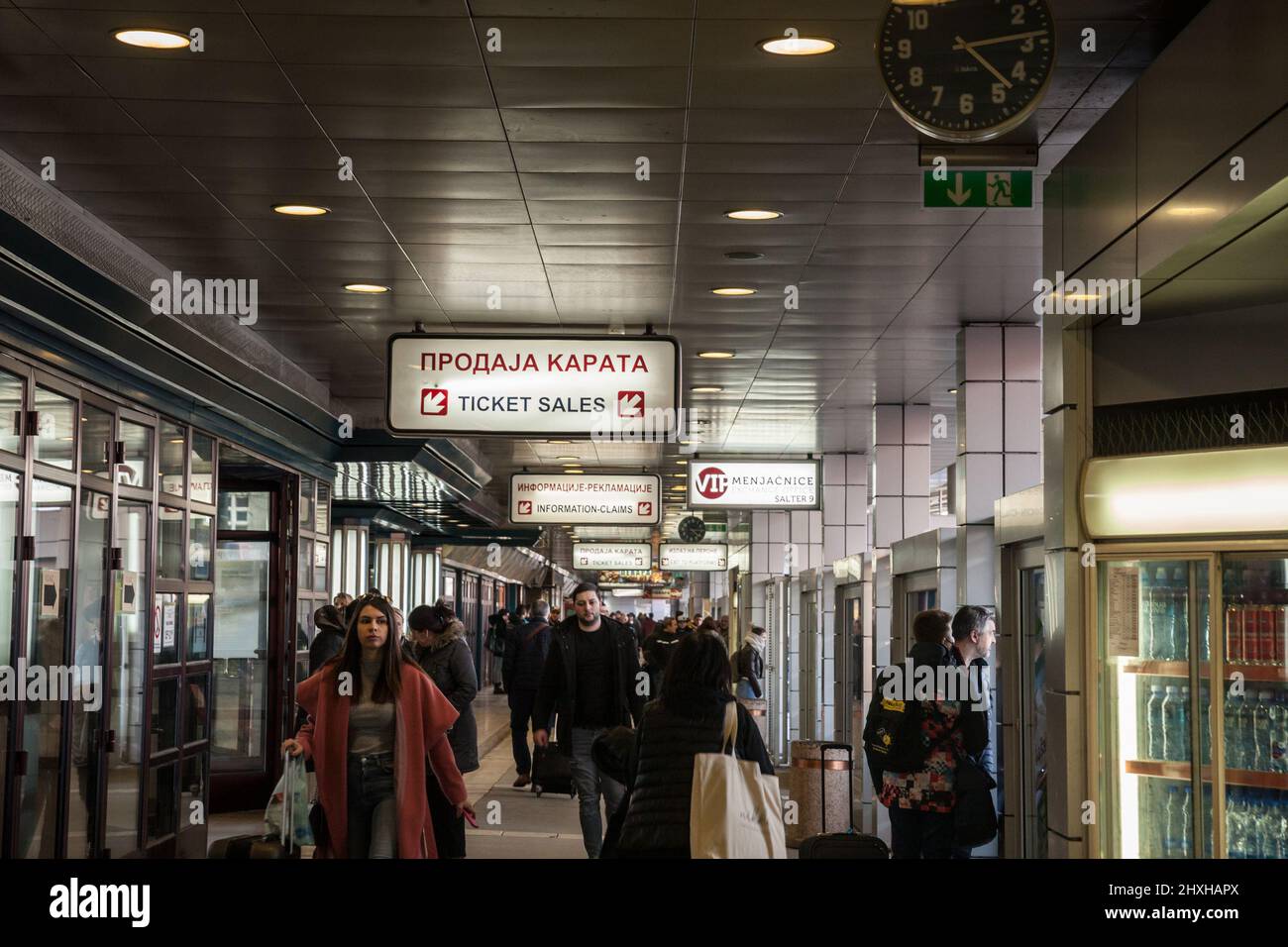 Picture of the main departures lobby of the Belgrade bus station with ...