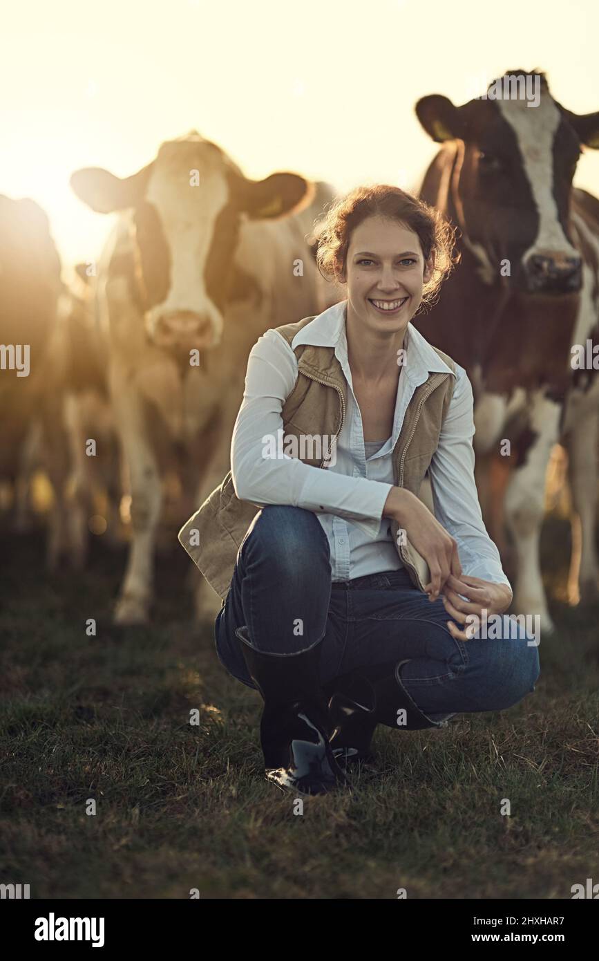 Farming is more than a job, its a lifestyle. Portrait of a happy female ...
