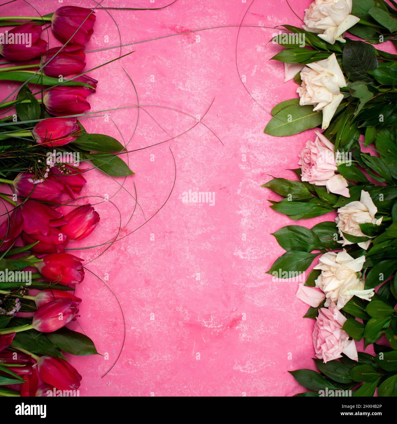 beautiful background with flowers . Spring summer border template ...