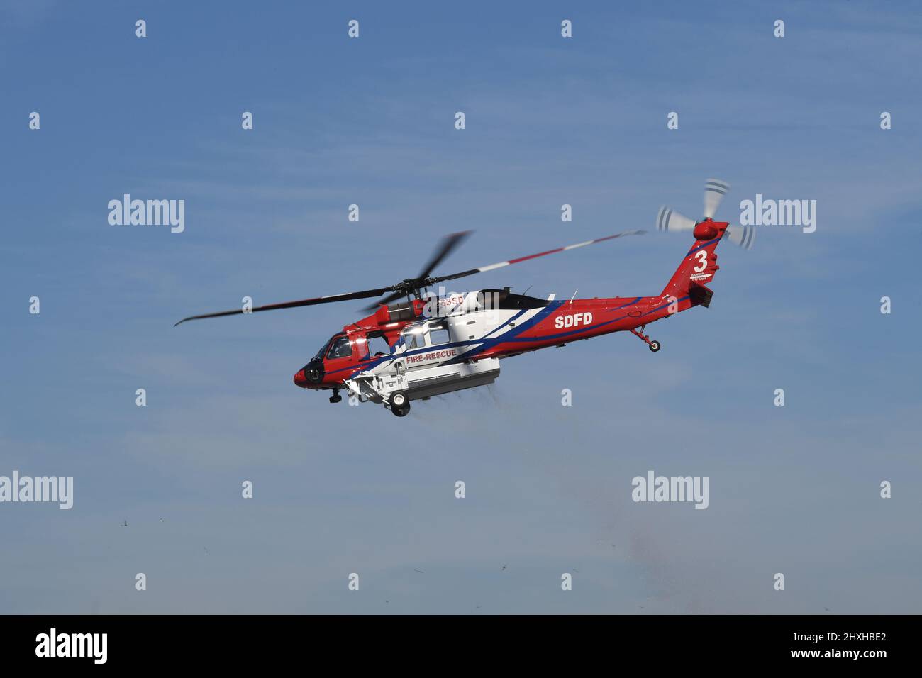 San Diego Fire Rescue Copter 3 in flight Stock Photo - Alamy