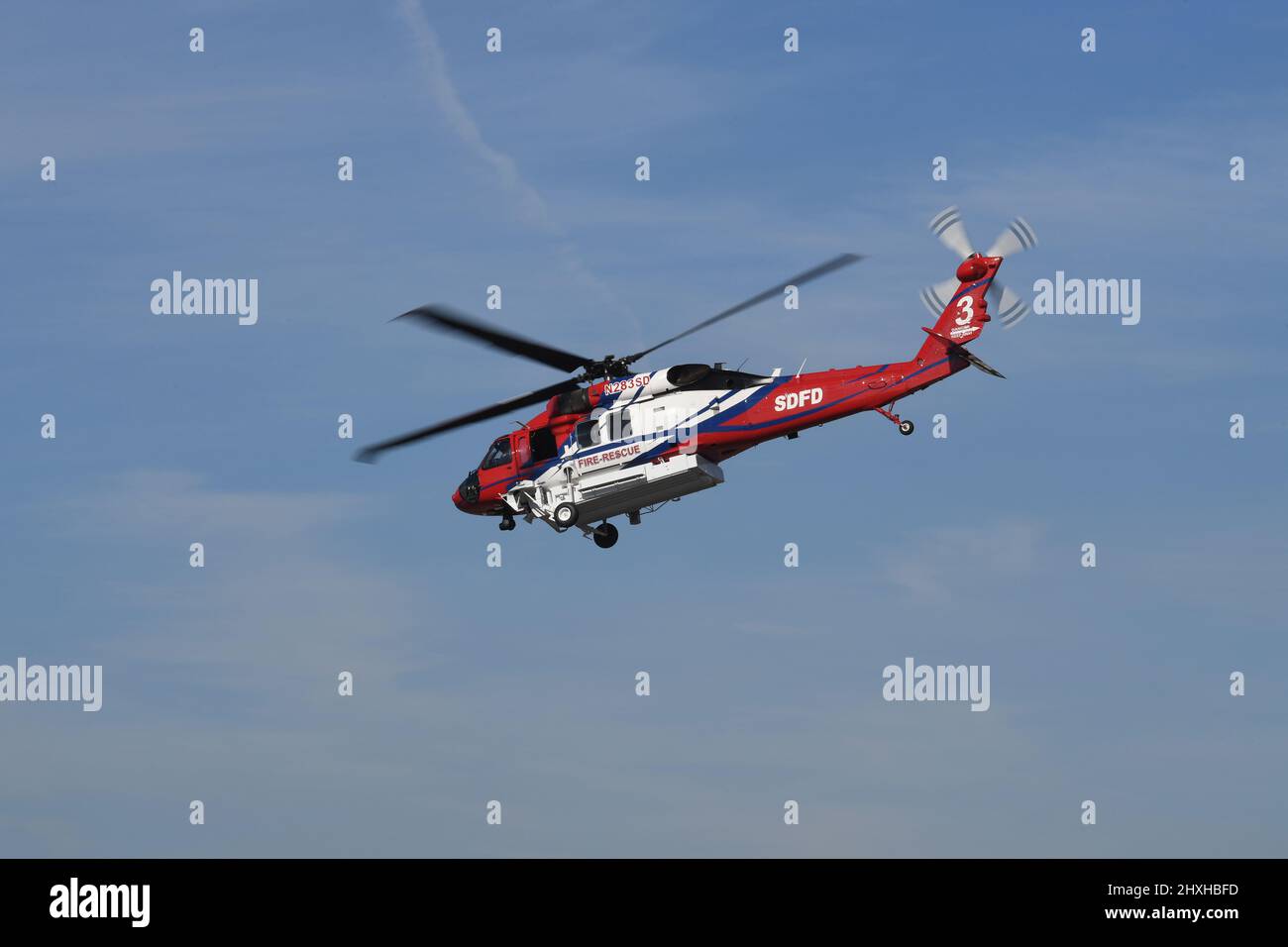 San Diego Fire Rescue Copter 3 in flight Stock Photo - Alamy