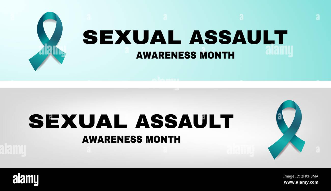 Sexual assault awareness month concept. Banner template with teal ...