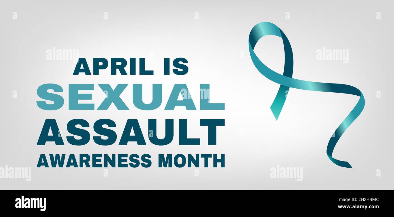 Sexual assault awareness month concept. Banner template with teal ...