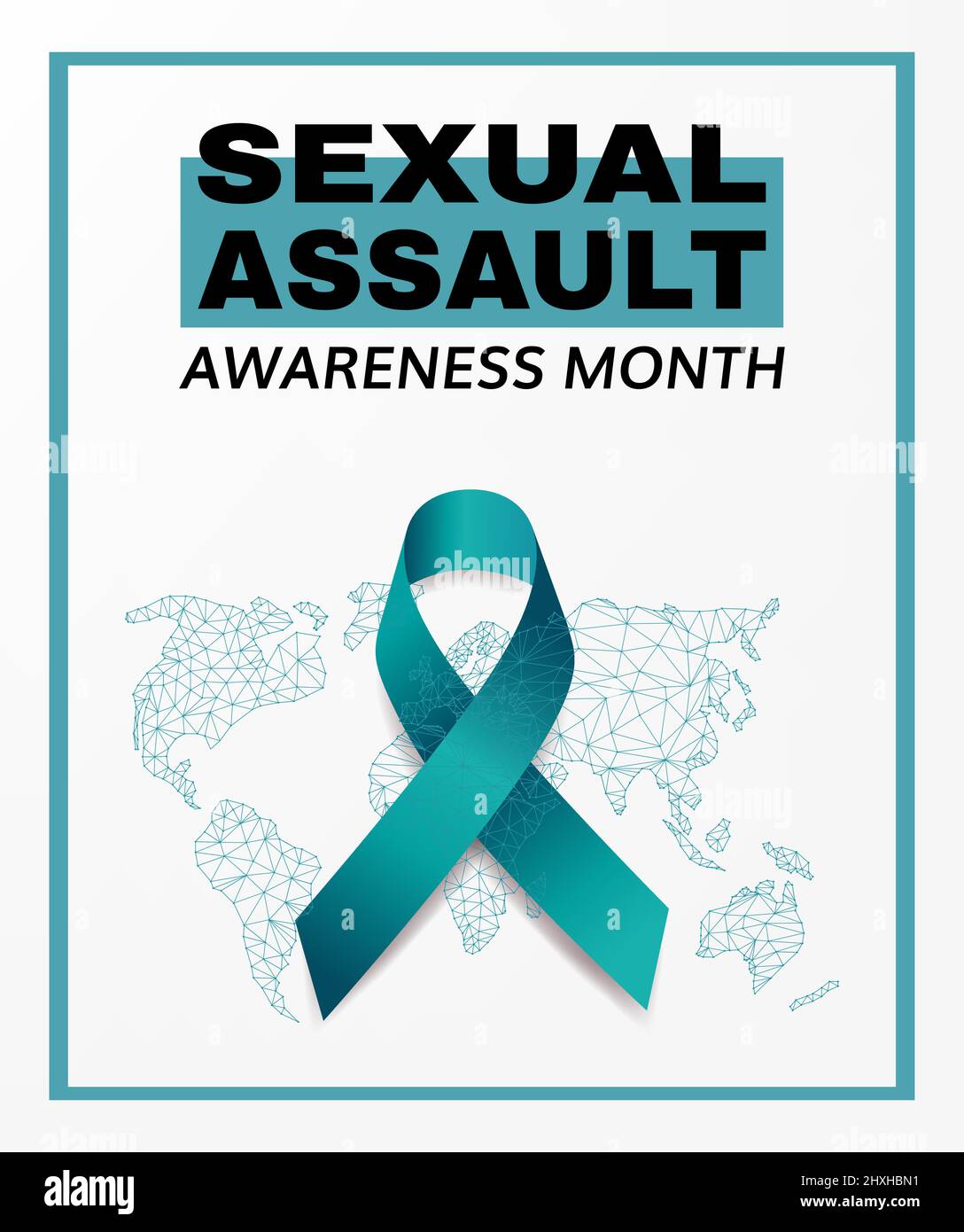 Sexual Assault Awareness Month Concept Banner Template With Teal
