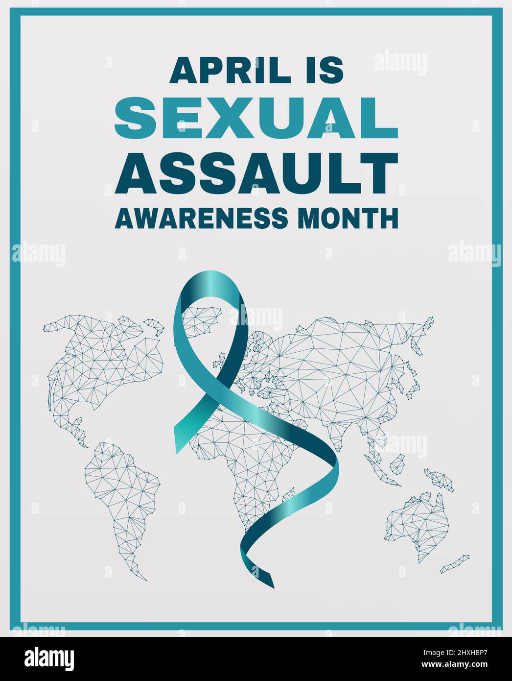 Sexual assault awareness month concept. Banner template with teal ...