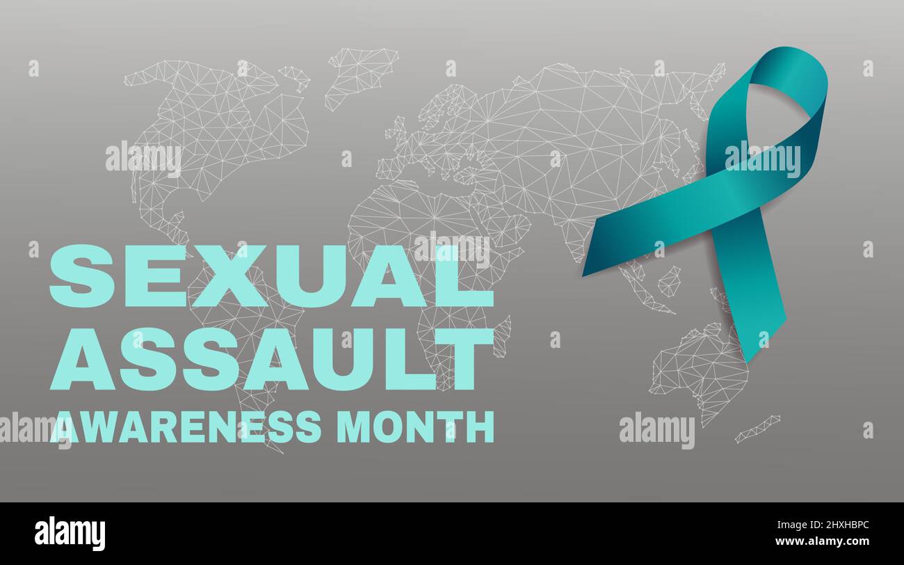 Sexual assault awareness month concept. Banner template with teal ...