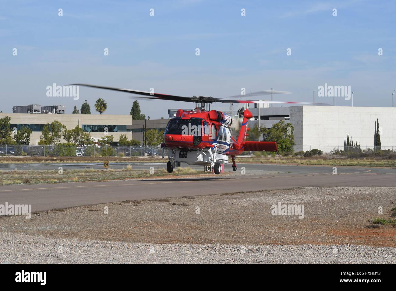 San Diego Fire Rescue Copter 3 takeoff at Montgomery Airport, San Diego ...