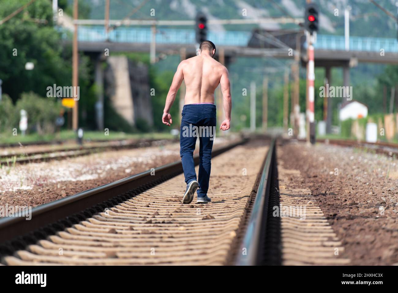 Muscular young handsome man walking hi-res stock photography and images ...