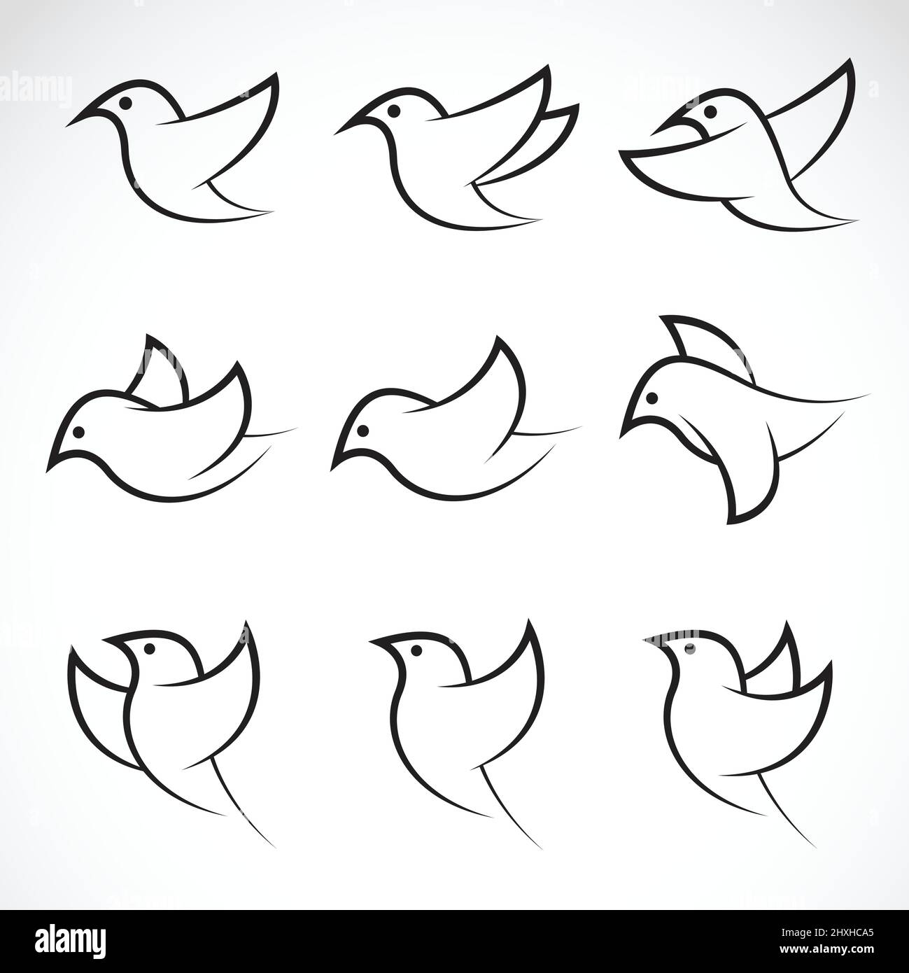 Set of vector bird icons on white background. Easy editable layered ...