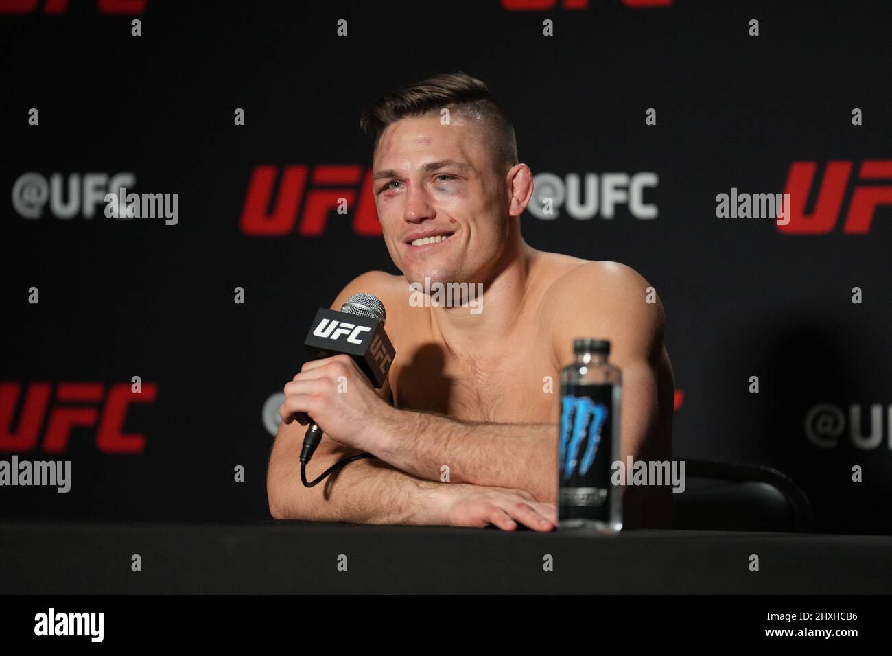 LAS VEGAS, NV - March 12: Drew Dober meets with the press following the ...