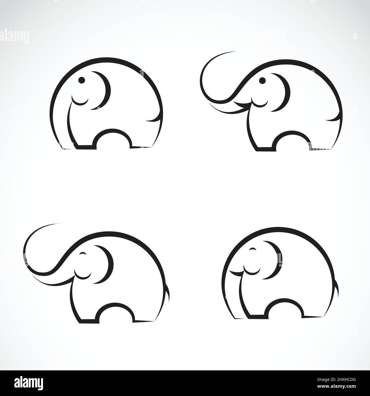 Set of vector elephant icons on white background. Easy editable layered ...