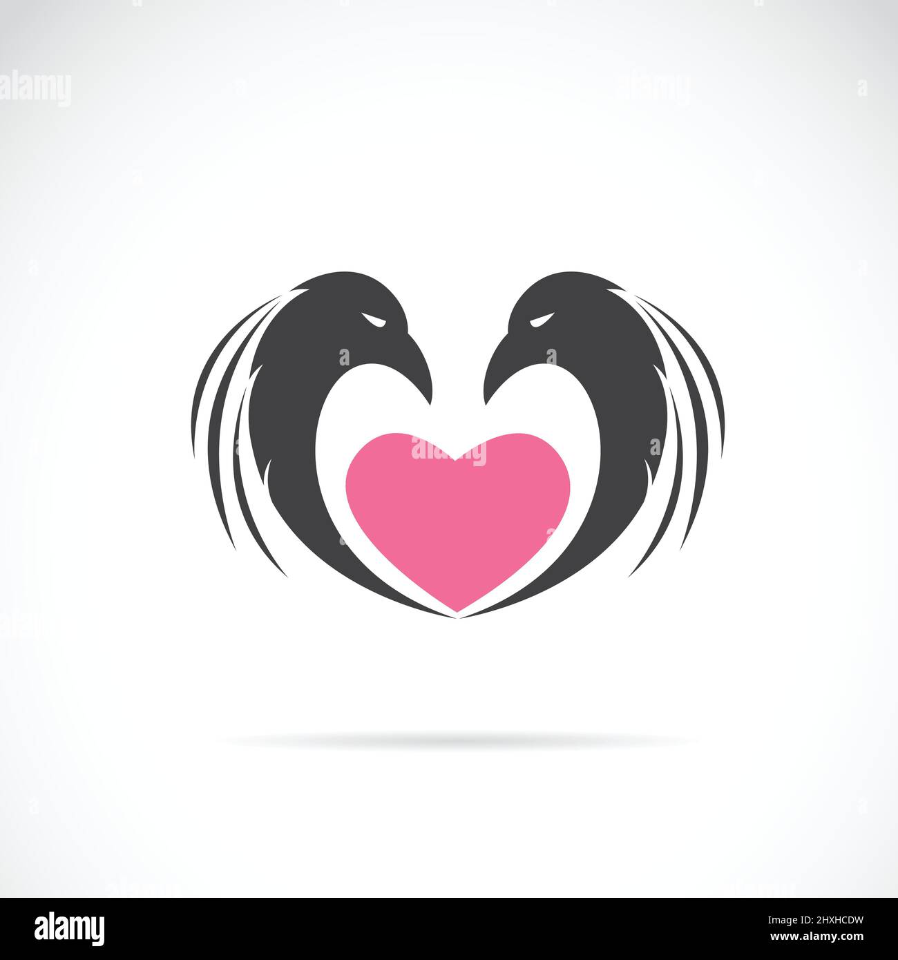 Vector image of eagle head and heart on white background. Easy editable ...