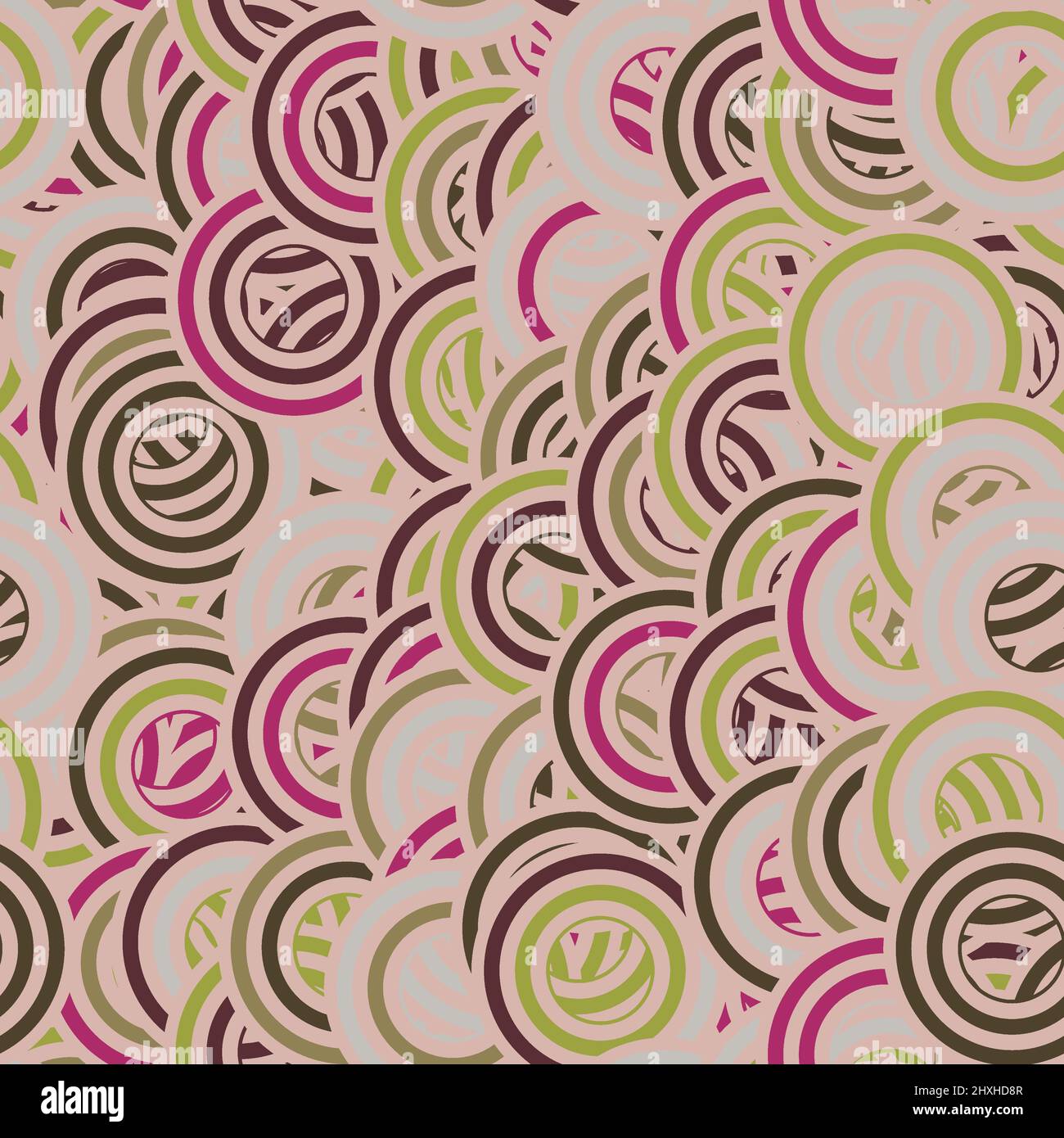 Seamless concentric circle in retro colors dizzy surface pattern design ...