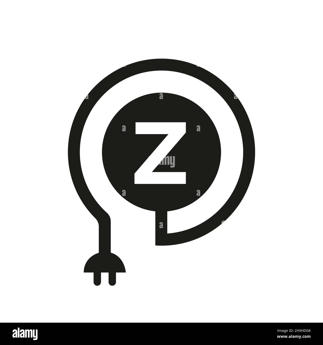 Electric Logo On Letter Z Sign. Z Letter Logo with Curl Cable and Plug ...