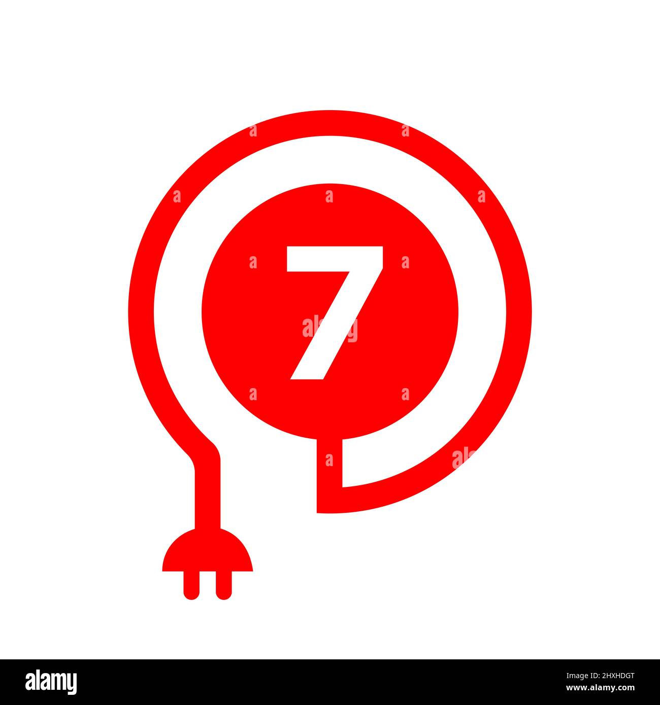 Electric Logo On Letter 7 Sign. 7 Letter Logo with Curl Cable and Plug ...