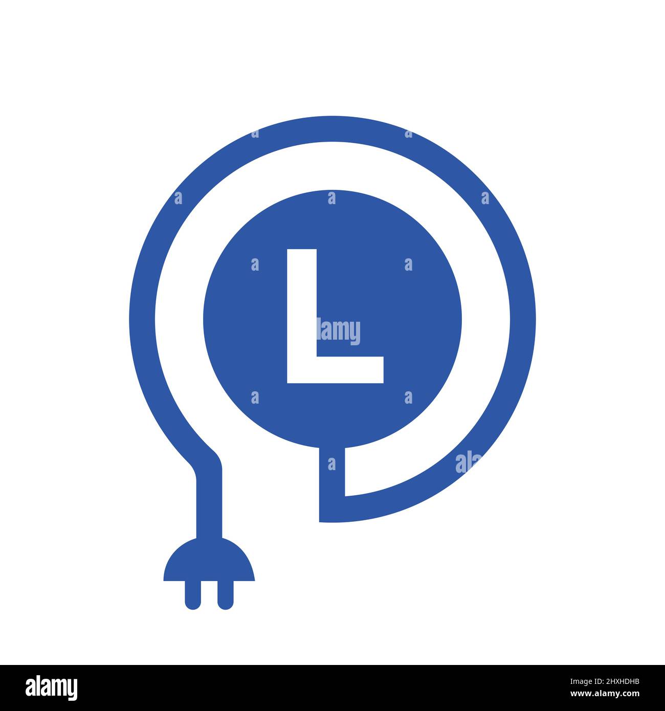 Electric Logo On Letter L Sign. L Letter Logo with Curl Cable and Plug ...