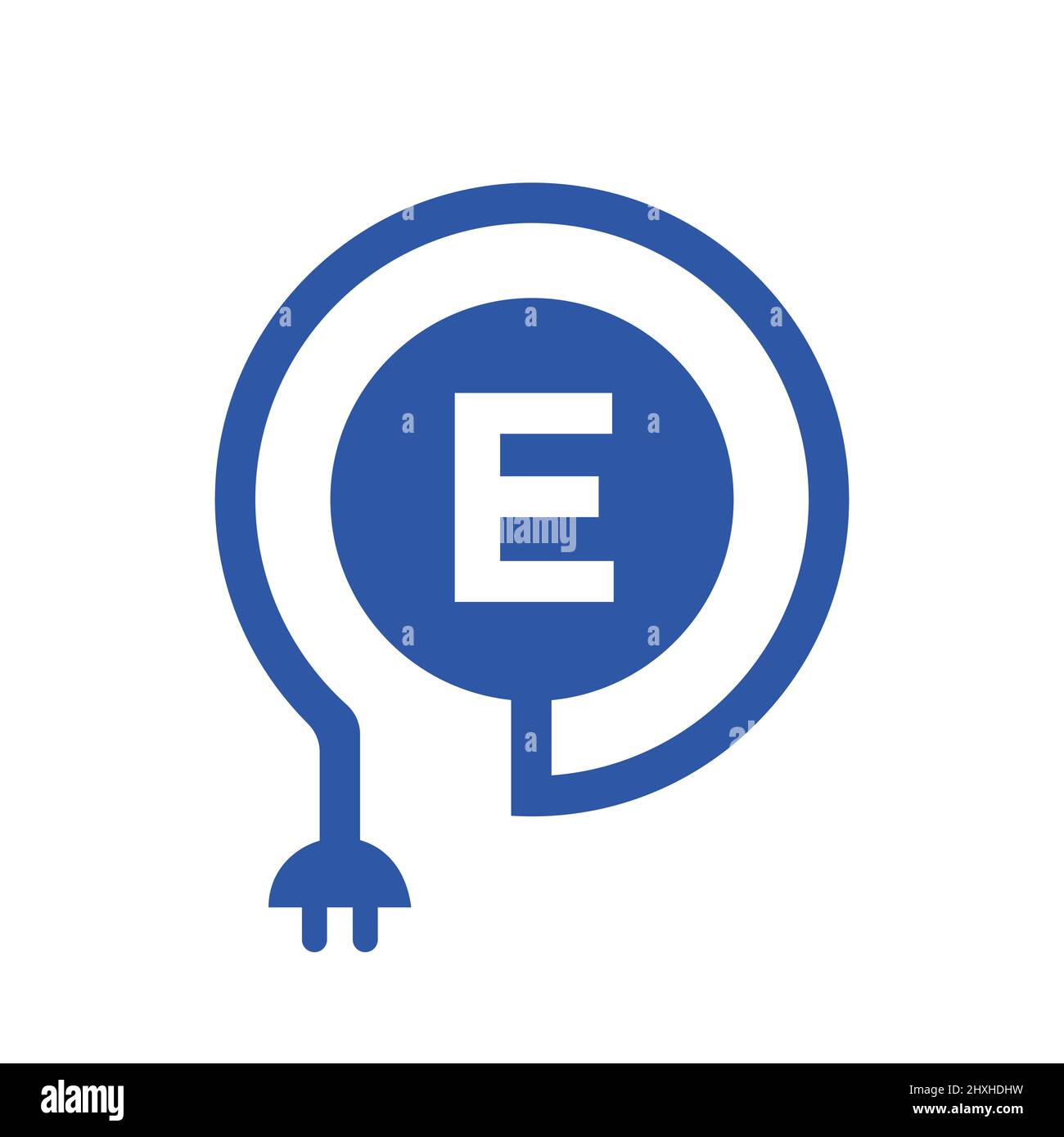 Electric Logo On Letter E Sign. E Letter Logo with Curl Cable and Plug ...