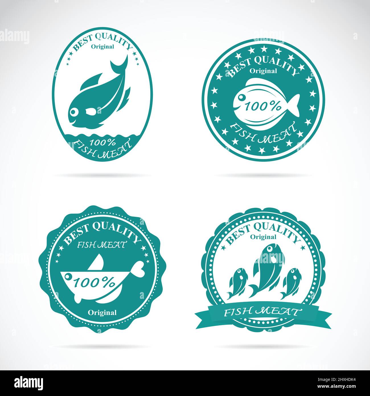 Set of vector fish labels on white background. Easy editable layered ...