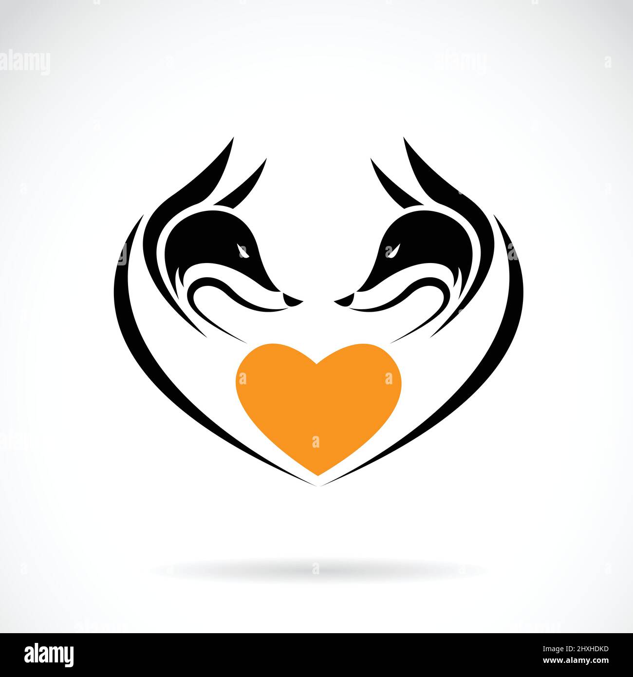 Vector image of fox and heart on white background. Easy editable ...