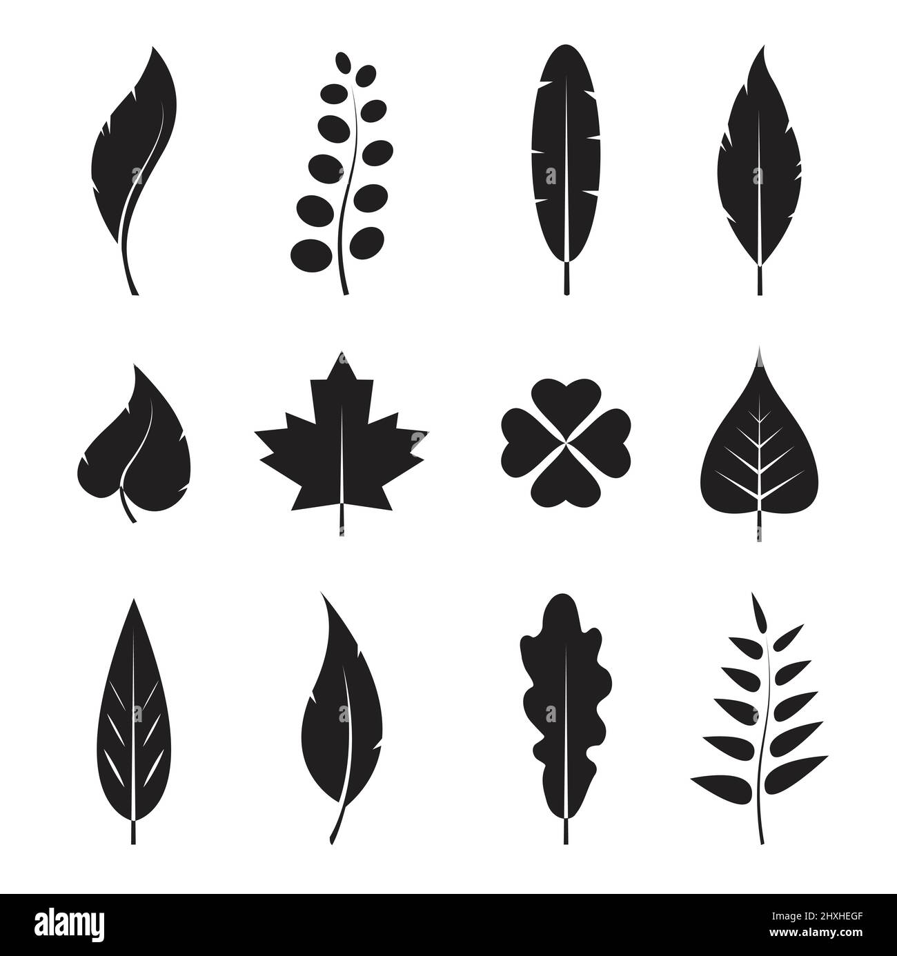 Vector leaves icon set on white background. Easy editable layered ...