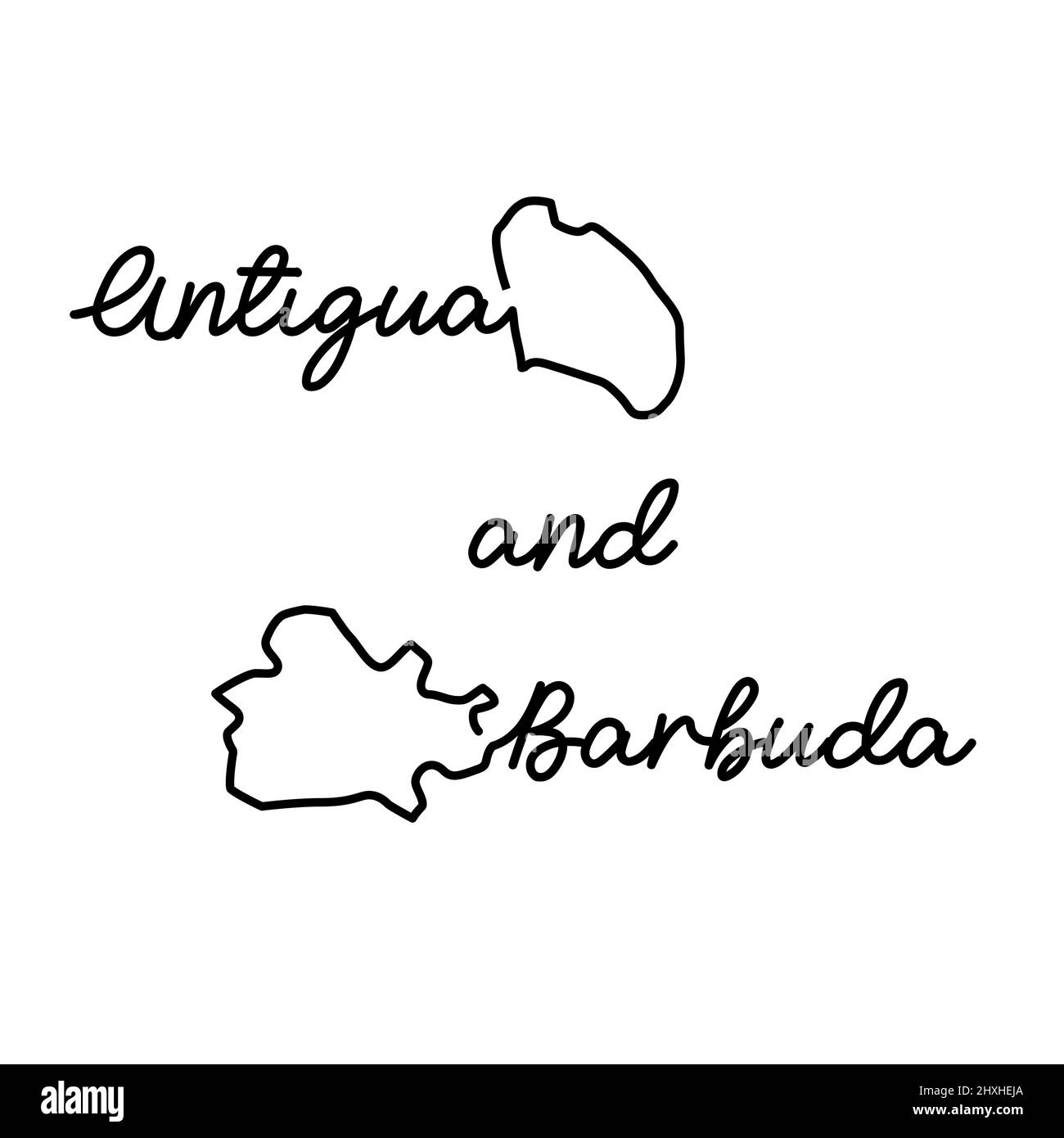 Antigua and Barbuda outline map with the handwritten country name ...