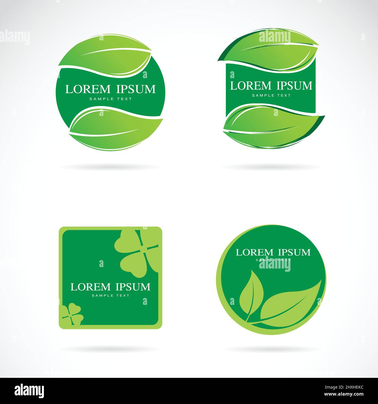 Vector green leaf frame on a white background, Labels and Stickers ...