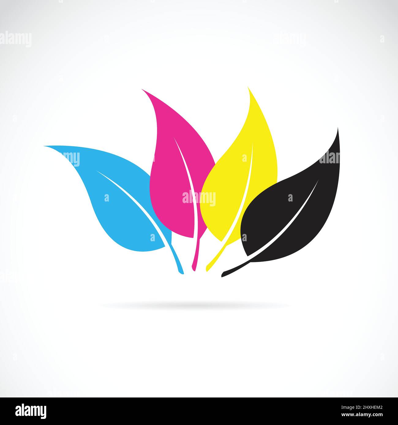 Vector image of leaves in cmyk colors on white background. Easy ...
